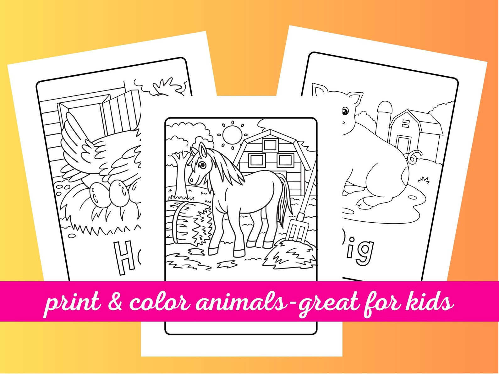 Children's Animal Coloring Pages | Cute Coloring Book | 40 Coloring ...