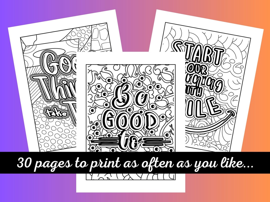 30 Pages of Sayings to Color Quotes Coloring Book 30 - Etsy