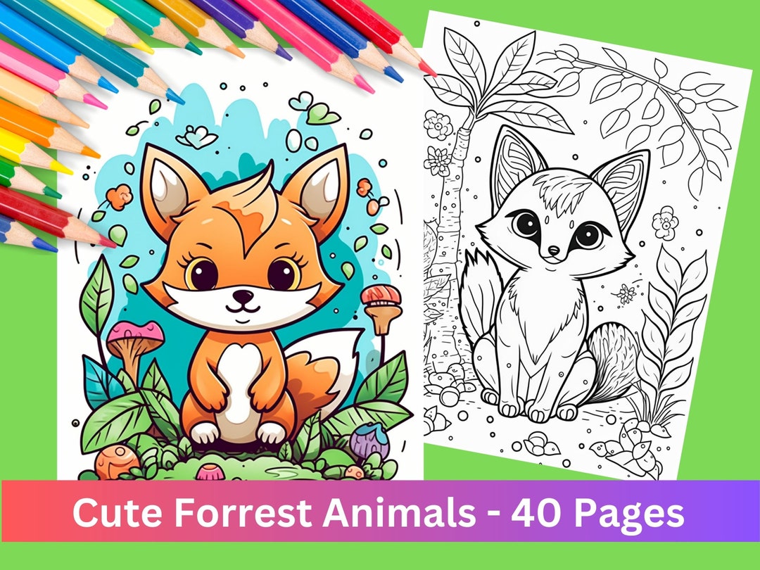 Cute Baby Forrest Animals | 40 Coloring Pages | Files | Printable JPG ...