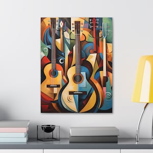 Printed Abstract Guitars Wall Art | Musical Instrument Canvas Gallery ...