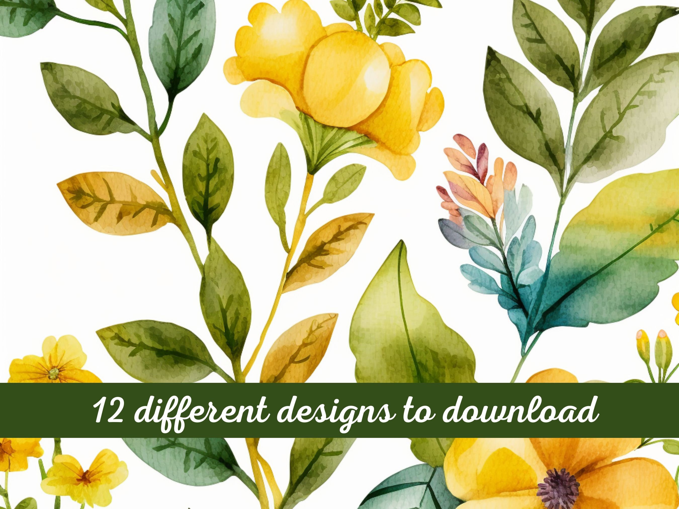 Orange and Yellow Watercolor Flower Patterns 12 X - Etsy