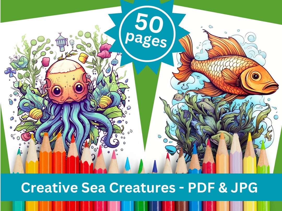 Creative Sea Creatures Coloring Pages | Adult Coloring Book | 50 ...