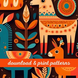 Mexican Folk Art Animal Patterns: 12"x12" Digital Designs (JPG & PDF ...