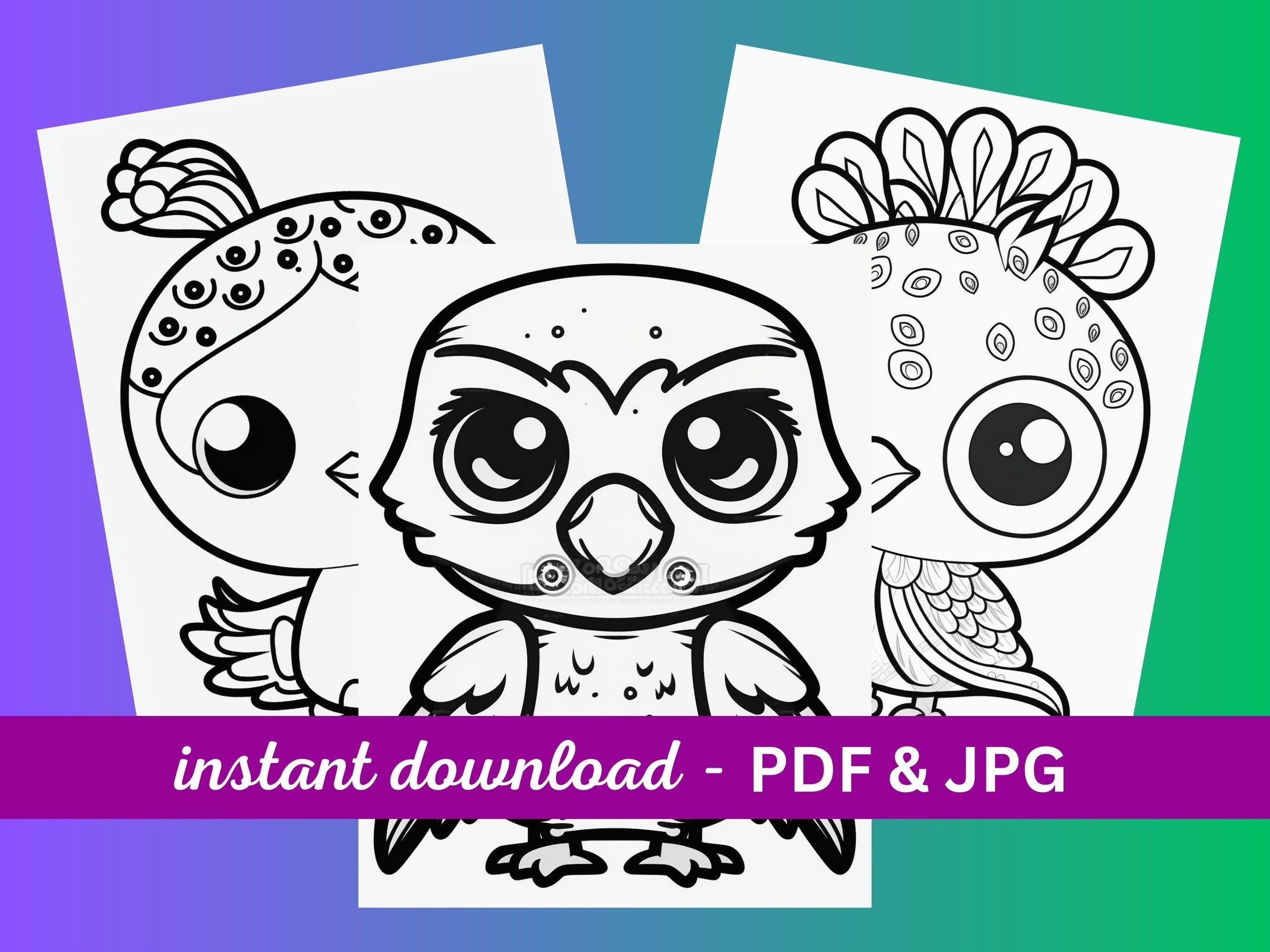 Cute Birds Coloring Pages Coloring Book for Kids 40 Coloring Pages ...