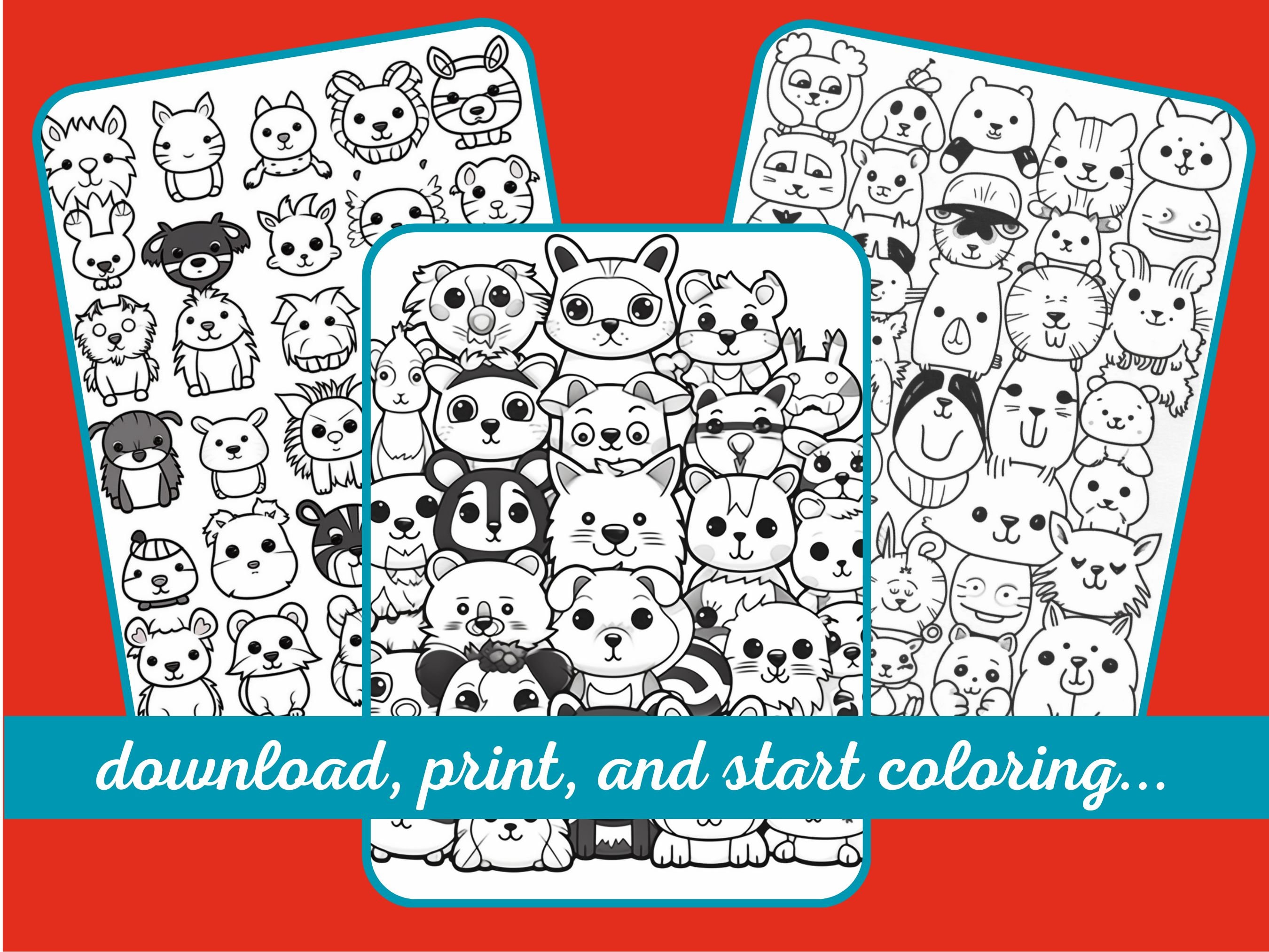 Animals & Creatures Doodle Coloring Pages Creative Animal - Etsy