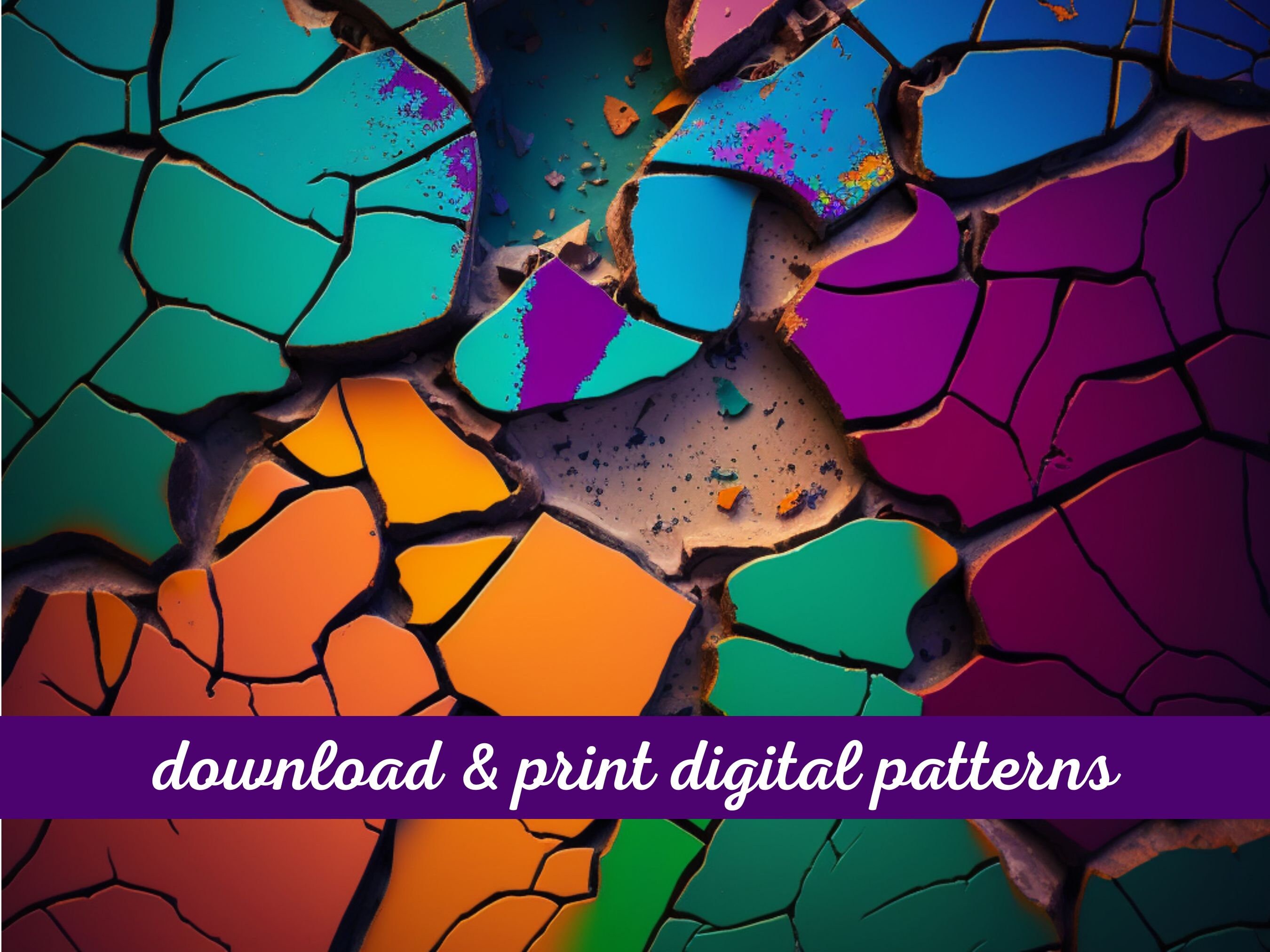 Colorful Cracked Paint Patterns 12 X 12 Digital Designs 12 - Etsy