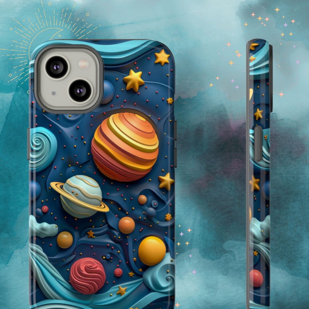 Planets & Stars Magsafe Tough Case, Celestial Faux 3D Style Phone Cover ...