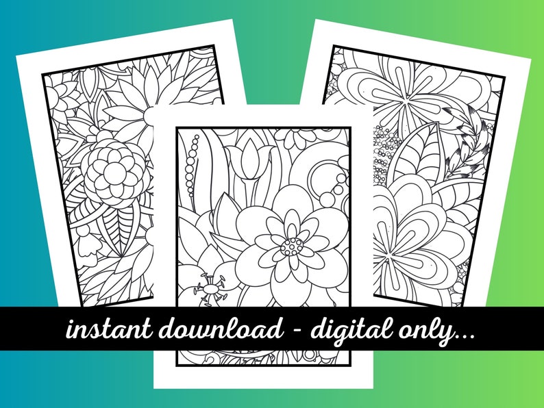 Beautiful Flower Coloring Pages Adult Coloring Book Pages - Etsy