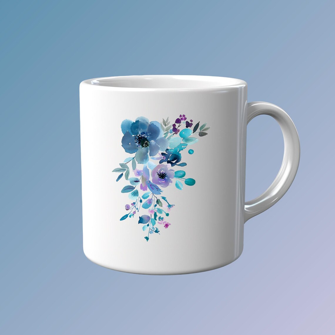 Purple and Turquoise Floral Clipart - Instant Download 20 Digital ...