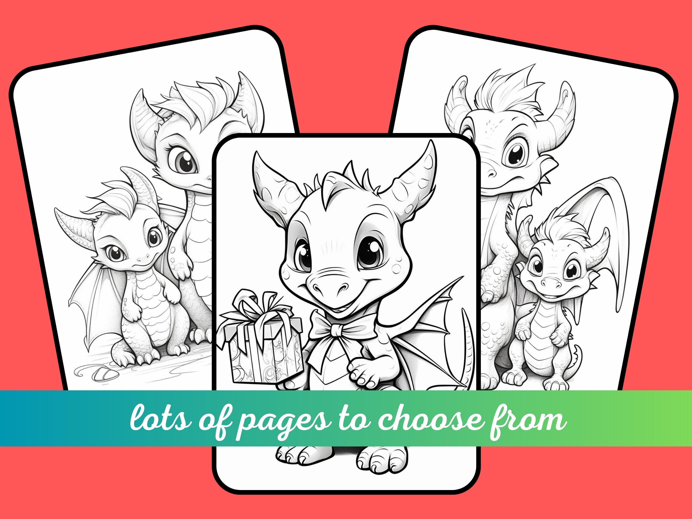 50 Pages of Cute Dinosaurs Creature Coloring Book 50 - Etsy