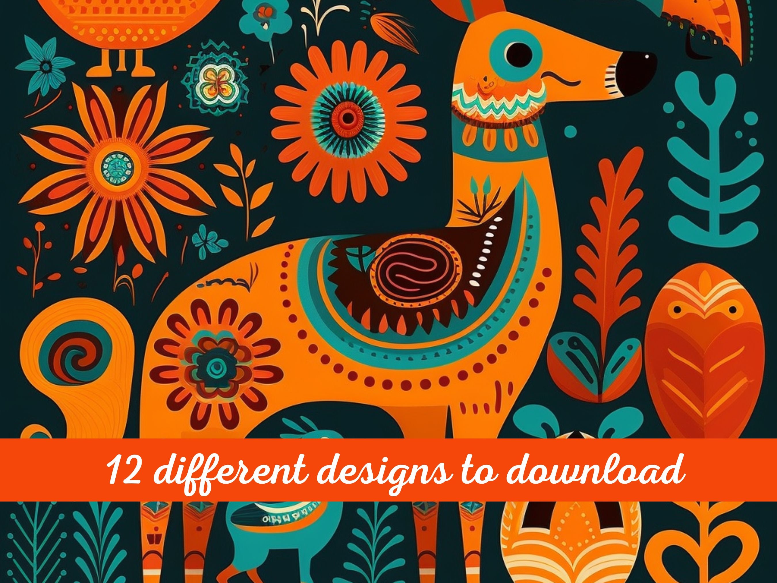 Mexican Folk Art Animal Patterns: 12"x12" Digital Designs (JPG & PDF ...