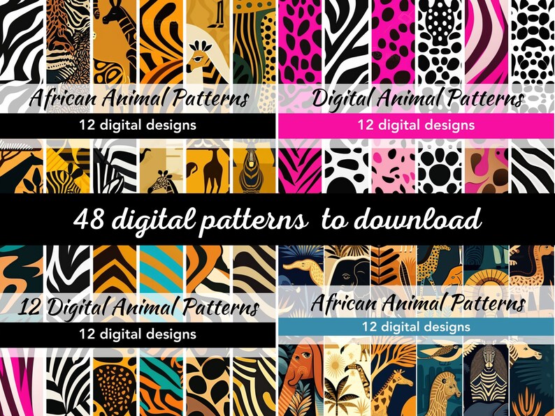 African Designs Pattern Bundle | Printable 12" X 12" JPG Designs | 48 ...