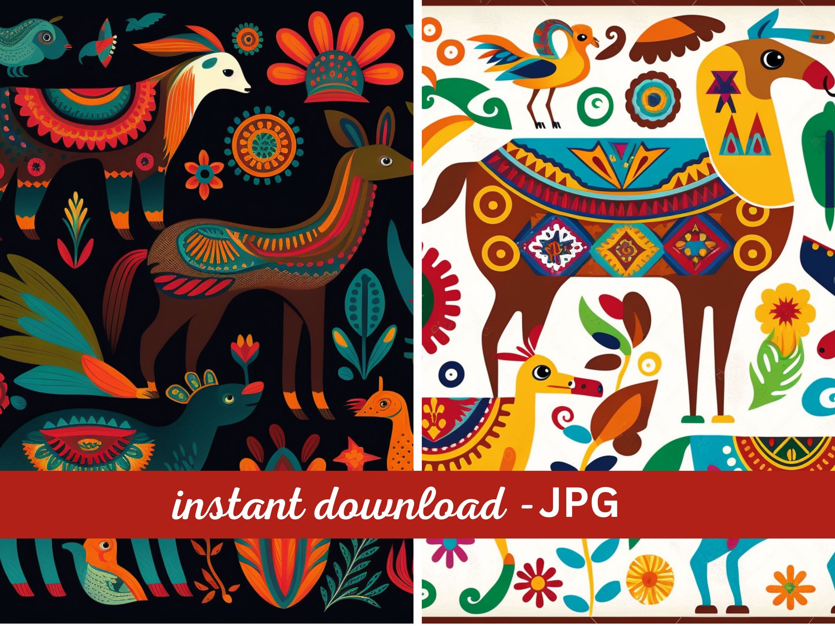 Folk Art Animal Patterns 12 X 12 Instant Files - Etsy