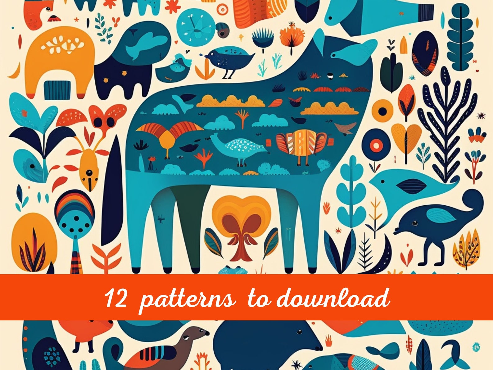 Mexican Folk Art Animal Patterns: 12"x12" Digital Designs (JPG & PDF ...