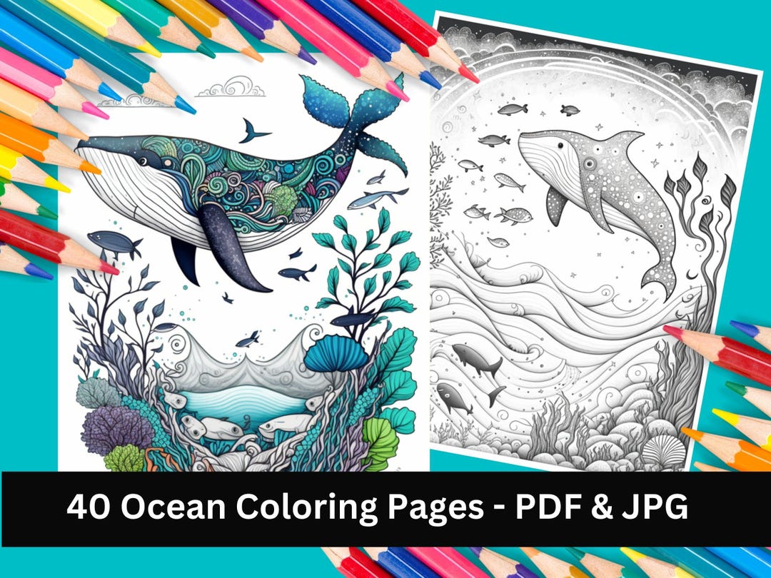 Ocean Life Coloring Book: 40 Whimsical Pages (printable PDF & JPG) - Etsy