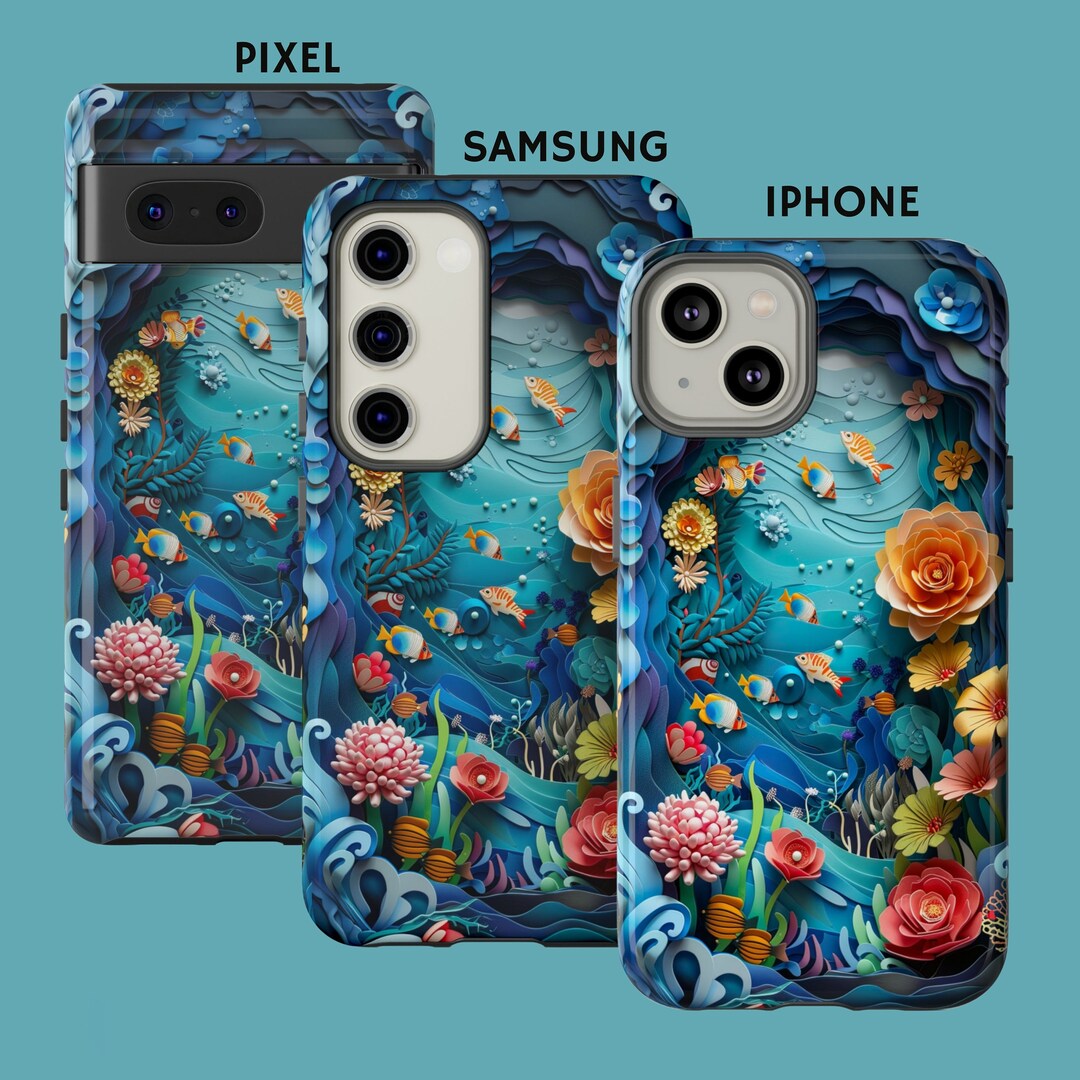 Ocean Scene Phone Case, Sea Animals Phone Cover, Matte/glossy iPhone 15 ...