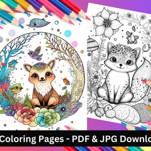 Whimsical Animals and Scenes Fantasy Coloring Book 50 - Etsy