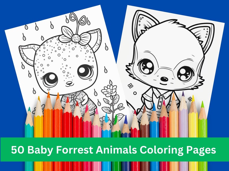 Baby Animals 50 Coloring Pages | Cute Coloring Book | 50 Coloring Pages ...