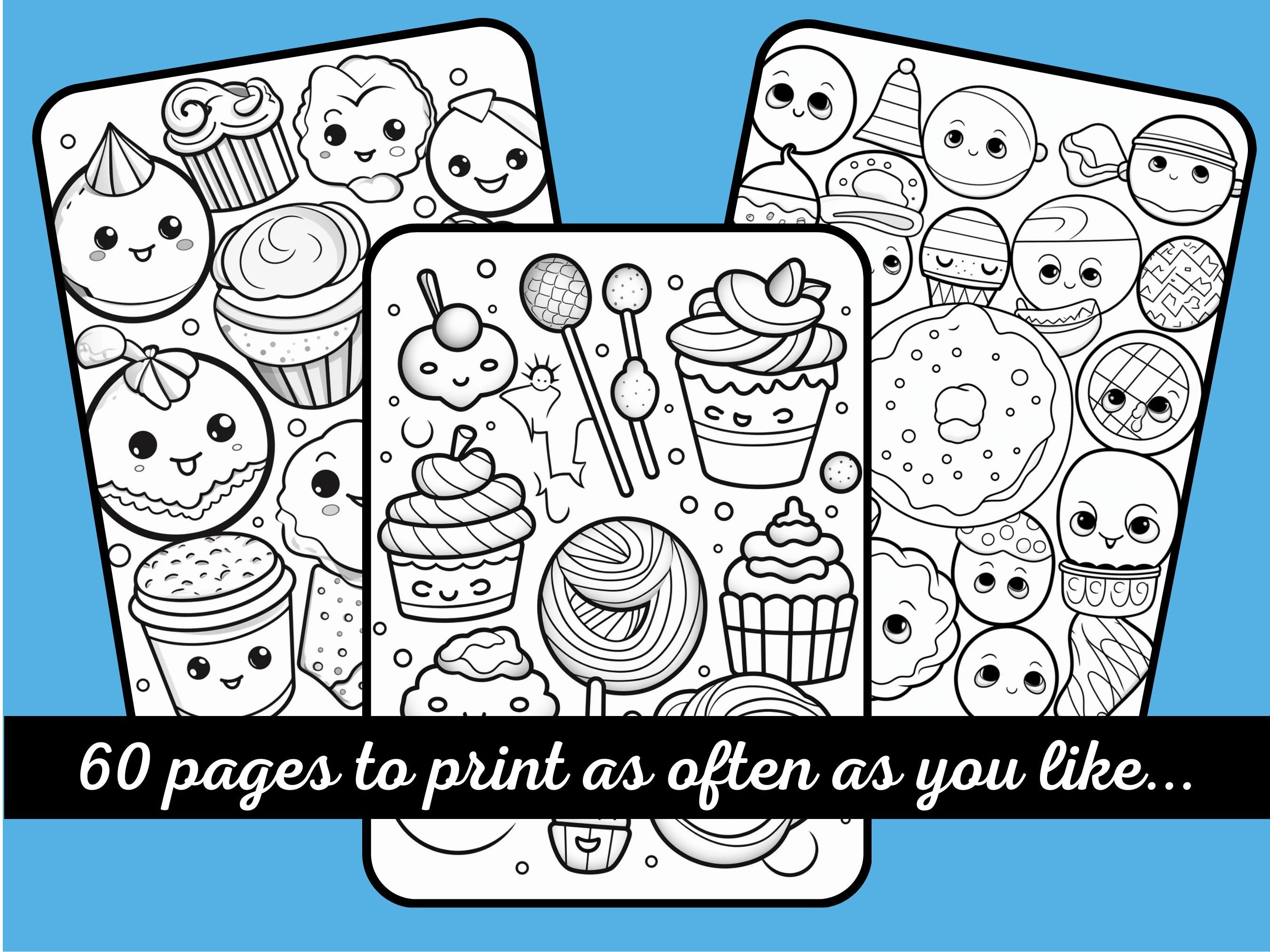 Sweets & Treats Doodle Coloring Pages | Creative Sweets Color Designs ...
