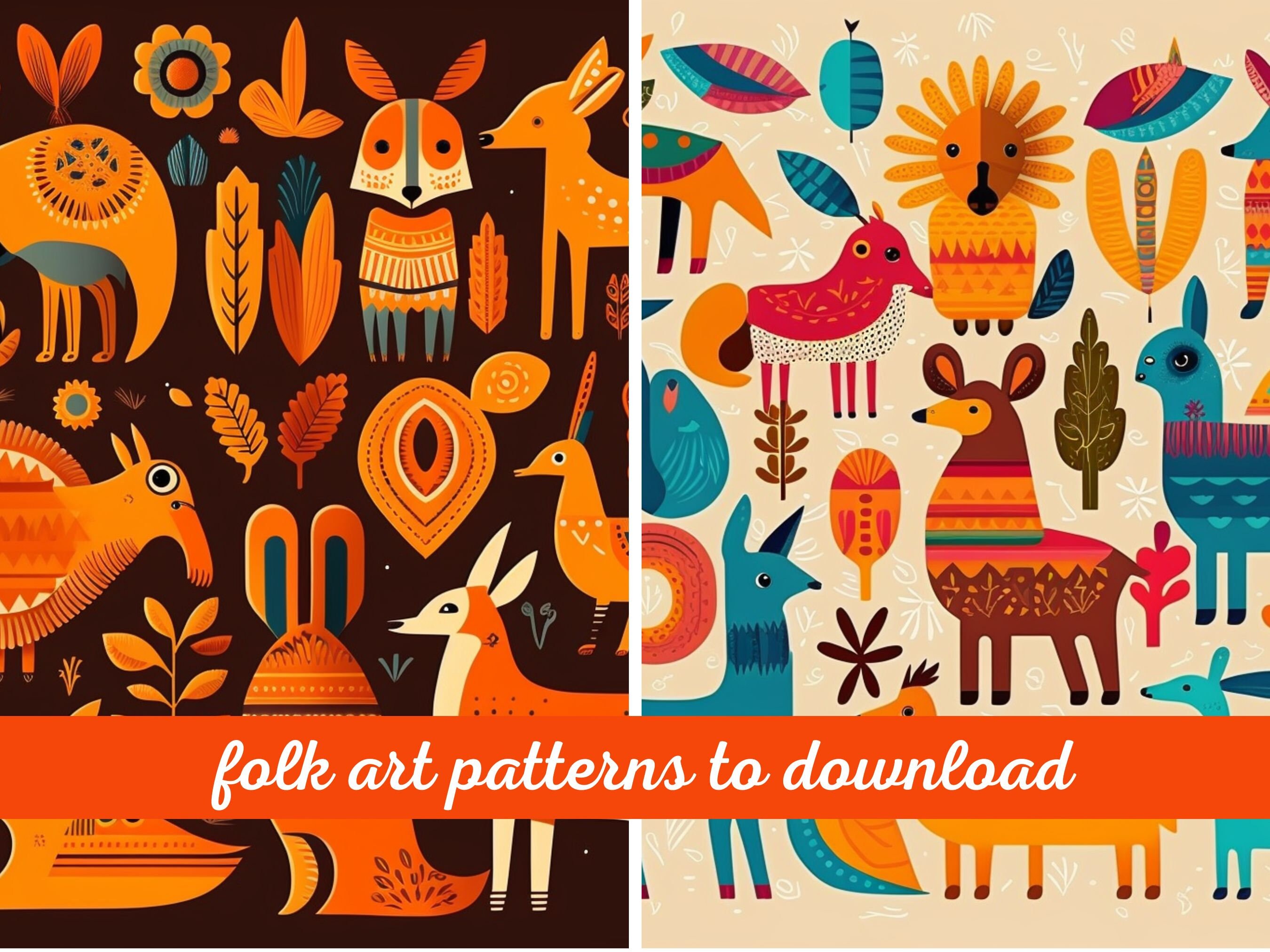 Mexican Folk Art Animal Patterns: 12"x12" Digital Designs (JPG & PDF ...