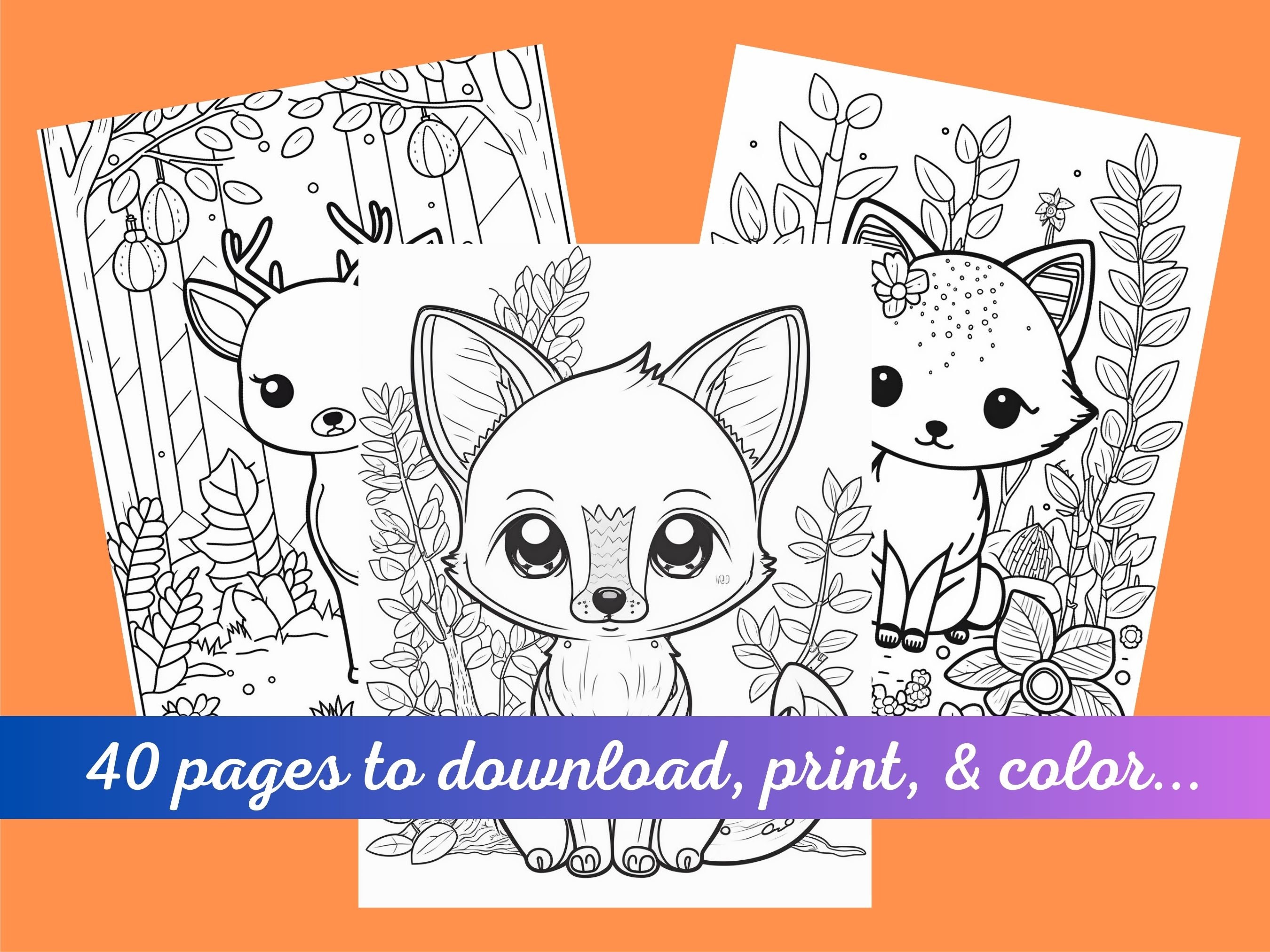 Cute Baby Forrest Animals | 40 Coloring Pages | Files | Printable JPG ...