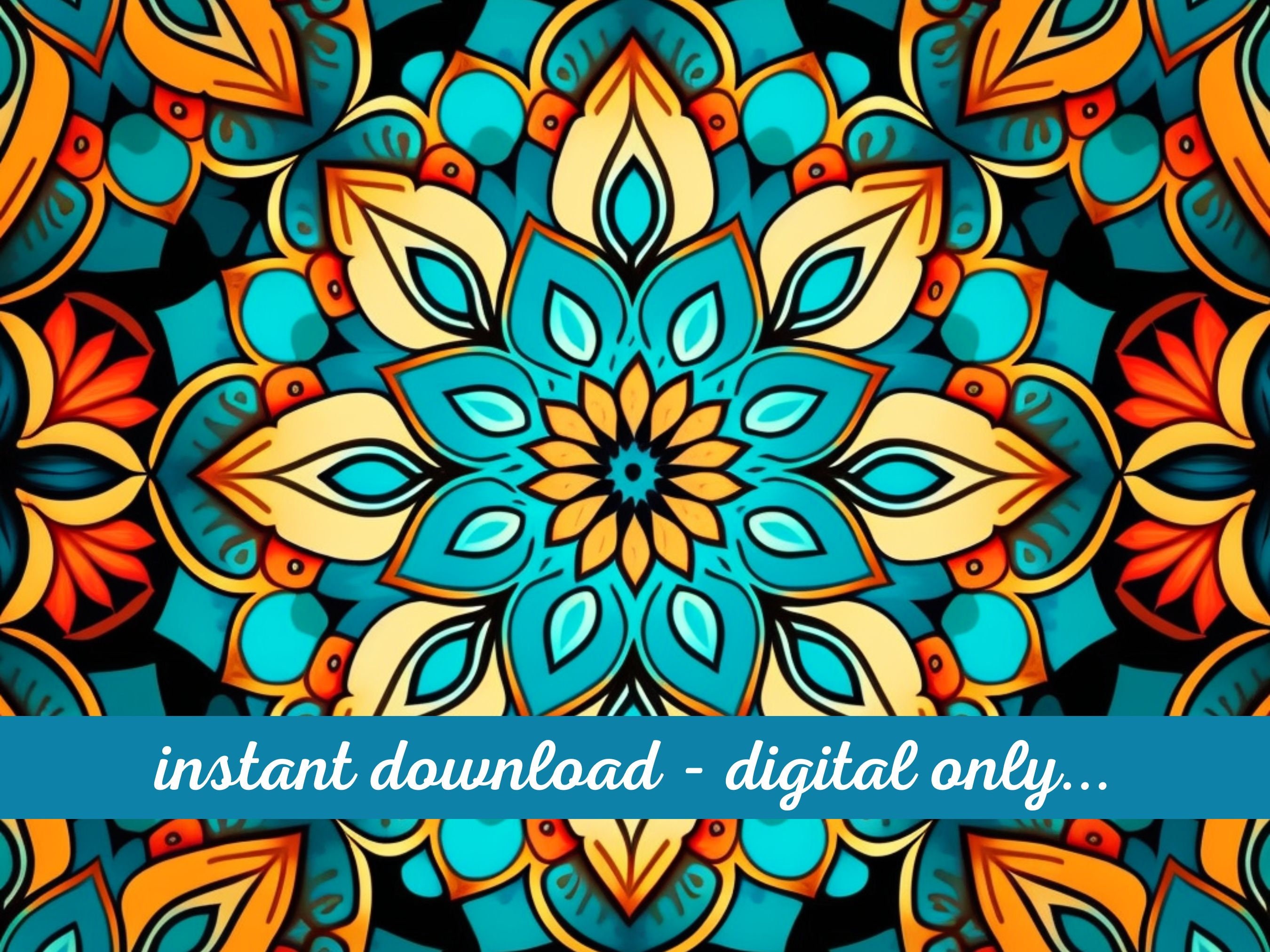 Multi-colored Flower Mandala Patterns | Printable 12" X 12" Files | JPG ...