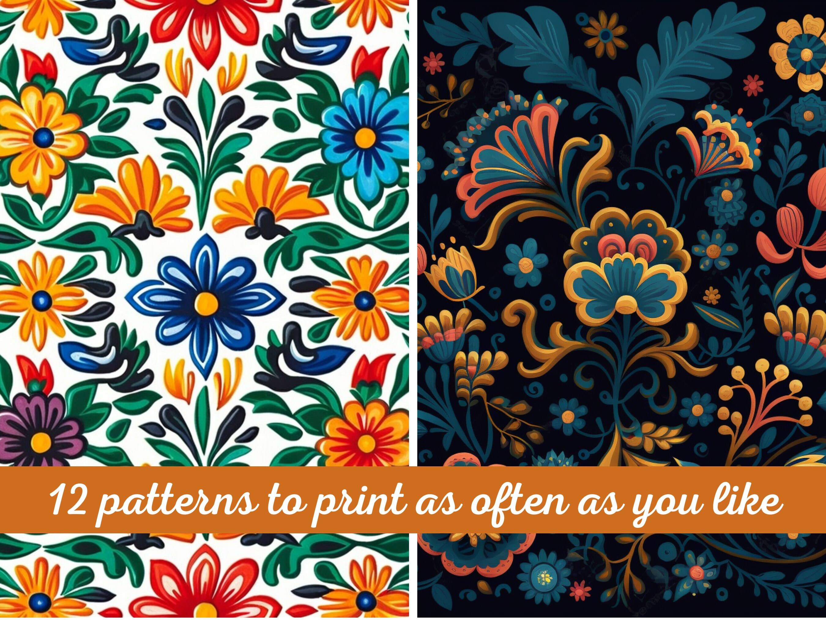 Mexican Floral Patterns 12 X 12 Flower Designs - Etsy