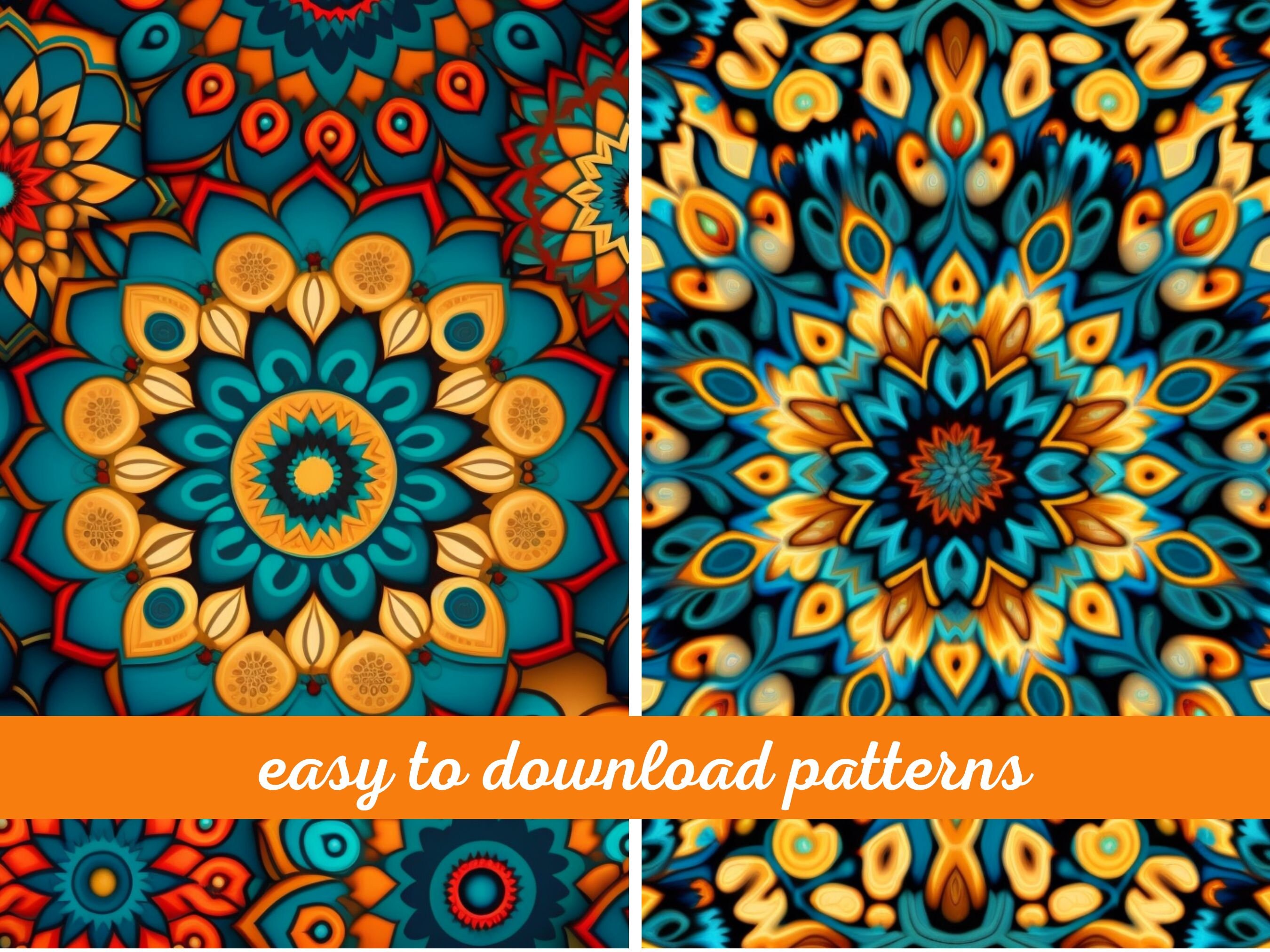 Colorful Mandala Art Patterns | 12" X 12" Instant Patterns | 12 Instant ...