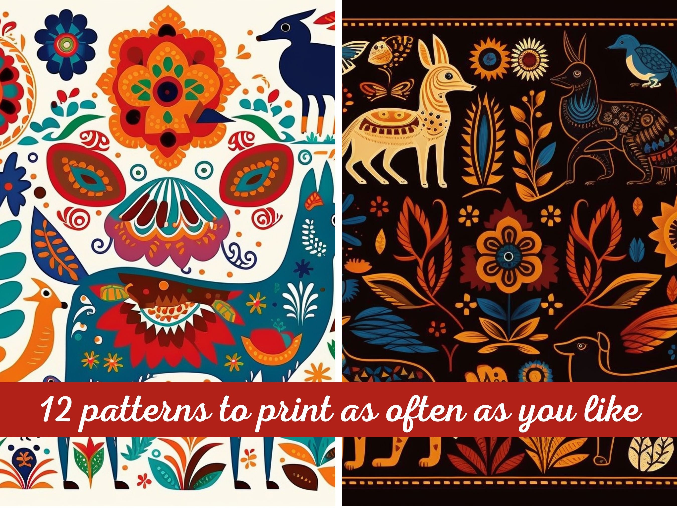 Folk Art Animal Patterns 12 X 12 Instant Files - Etsy