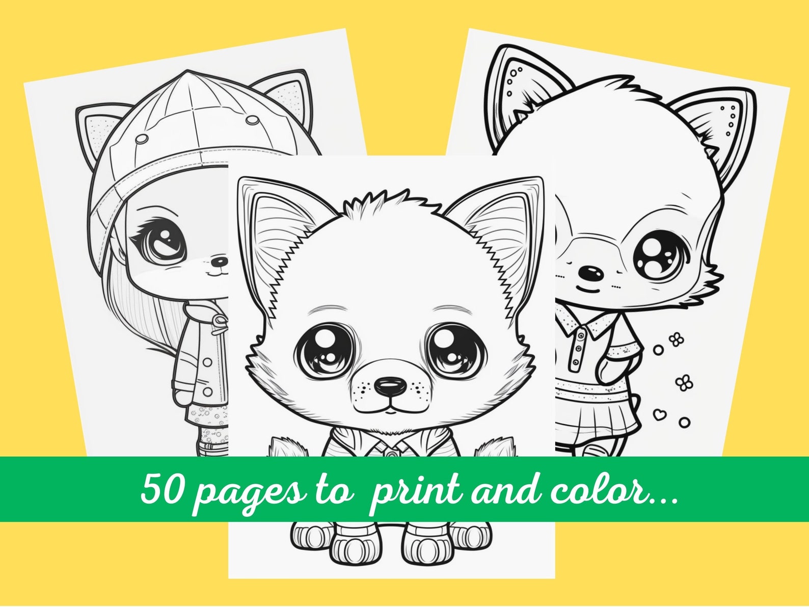 Baby Animals 50 Coloring Pages | Cute Coloring Book | 50 Coloring Pages ...