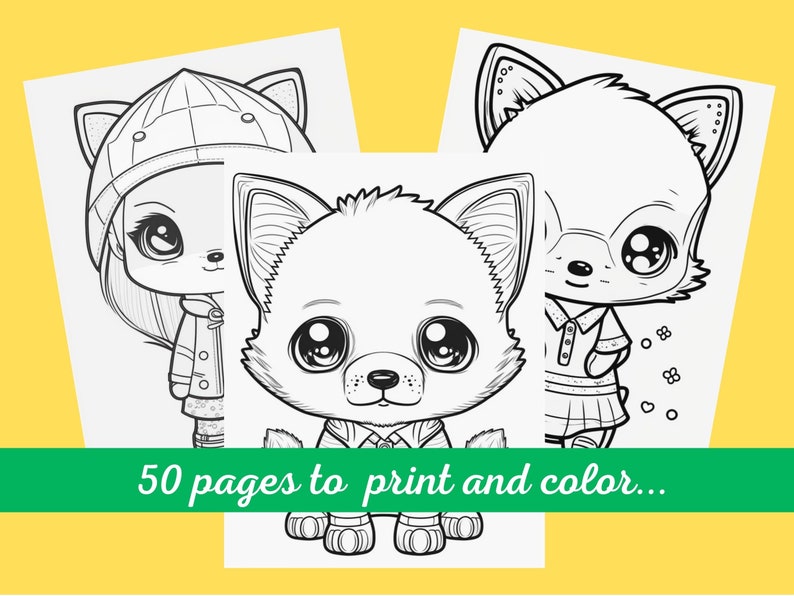 Baby Animals 50 Coloring Pages | Cute Coloring Book | 50 Coloring Pages ...