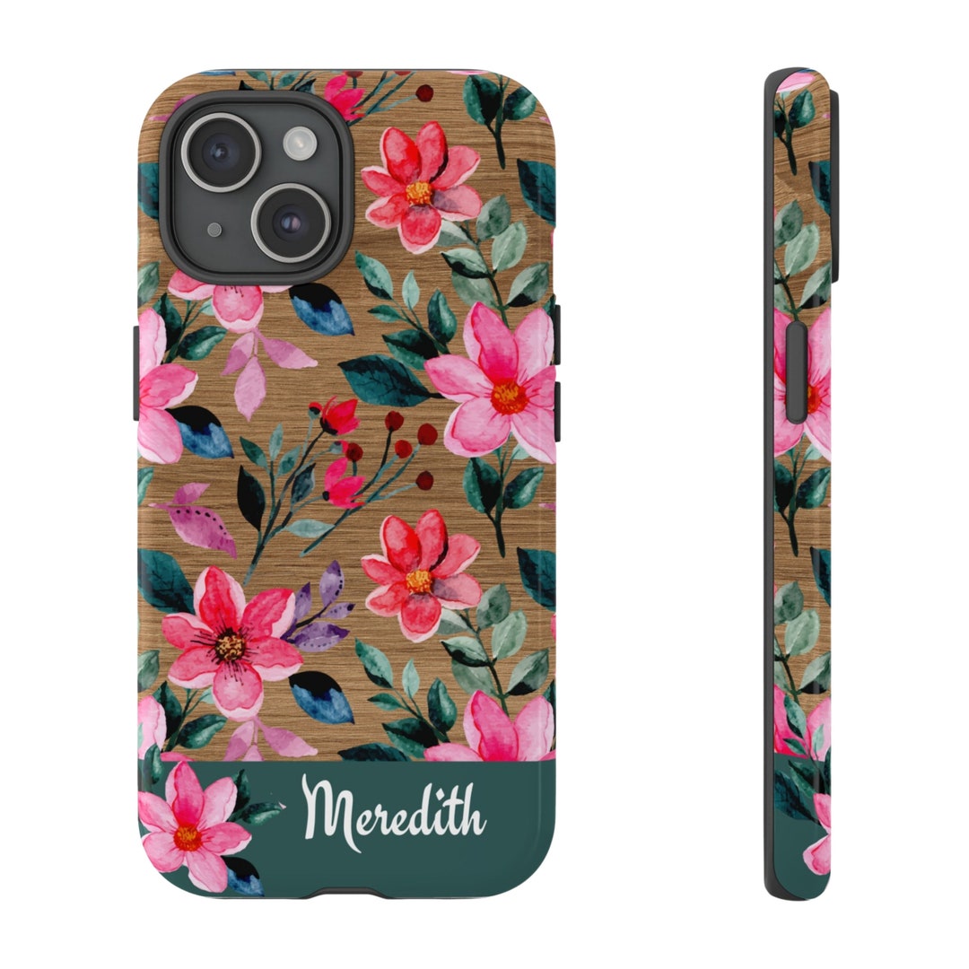 Custom Name Phone Case Personalized Green Floral Gift - Iphone, Samsung ...