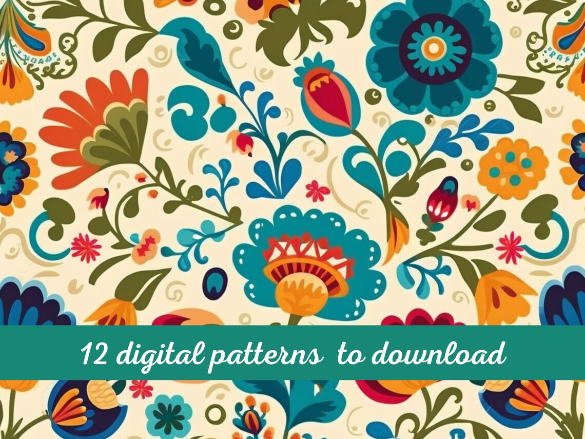 Mexican Flower Patterns 12 X 12 Digital Designs - Etsy