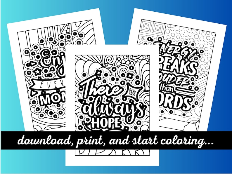 Quotes Coloring Book: 30 Printable Pages (PDF & JPG) - Etsy
