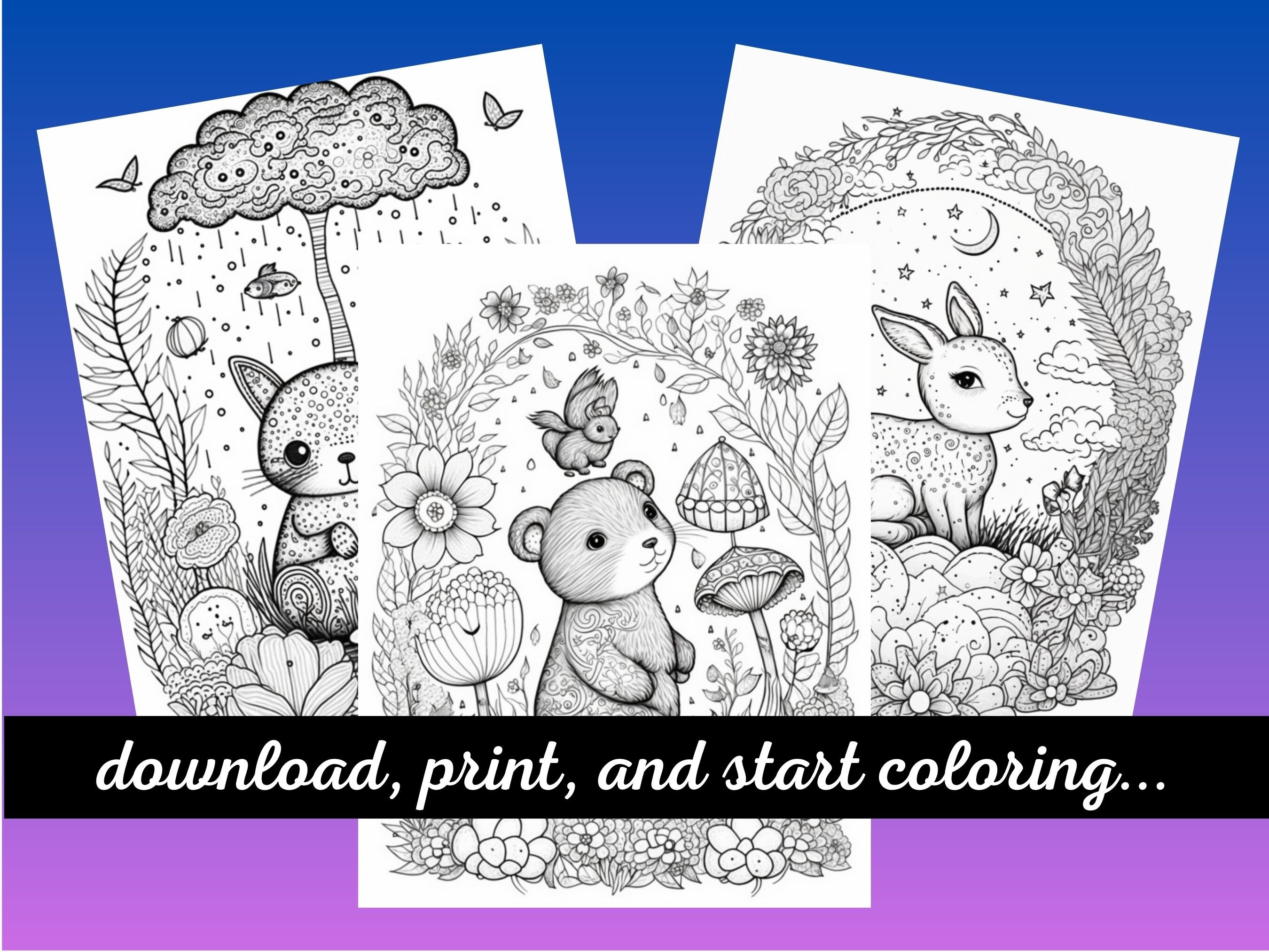 Whimsical Animals and Scenes Fantasy Coloring Book 50 - Etsy