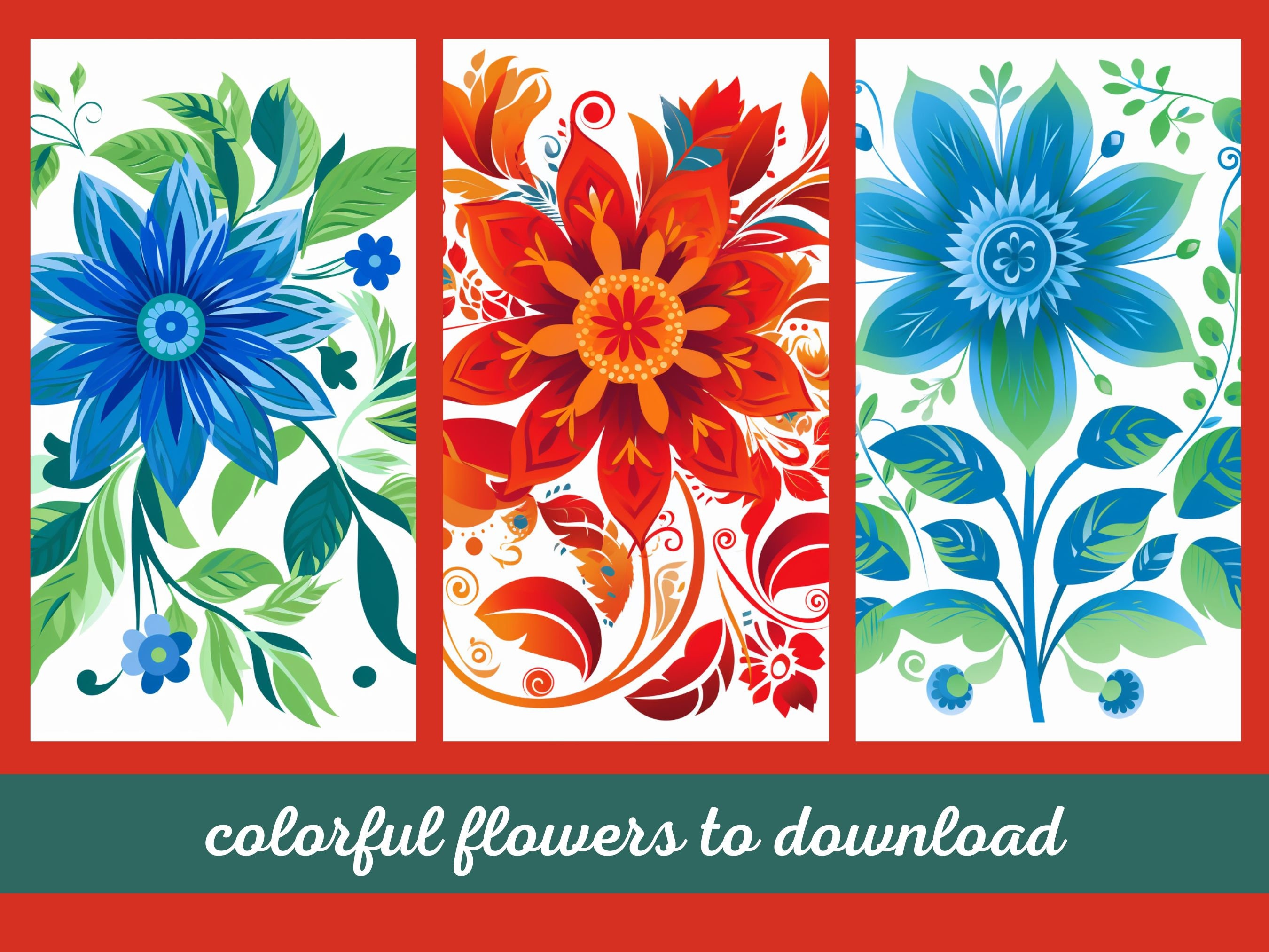 Clipart Colorful Flower Designs 20 Digital Images of Flowers - Etsy
