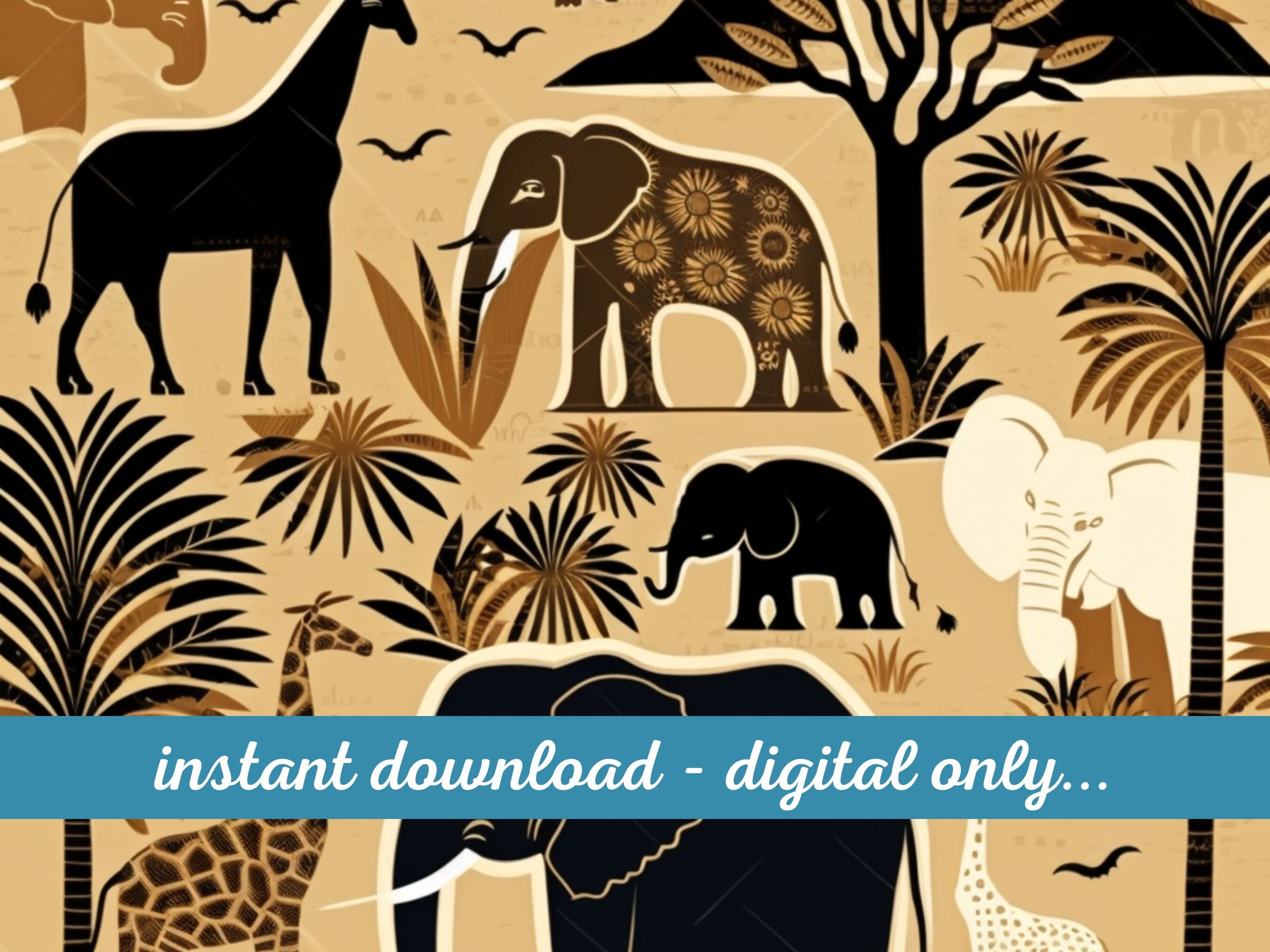 African Animal Patterns | 12" X 12" Animal Designs | 12 Instant Pattern ...