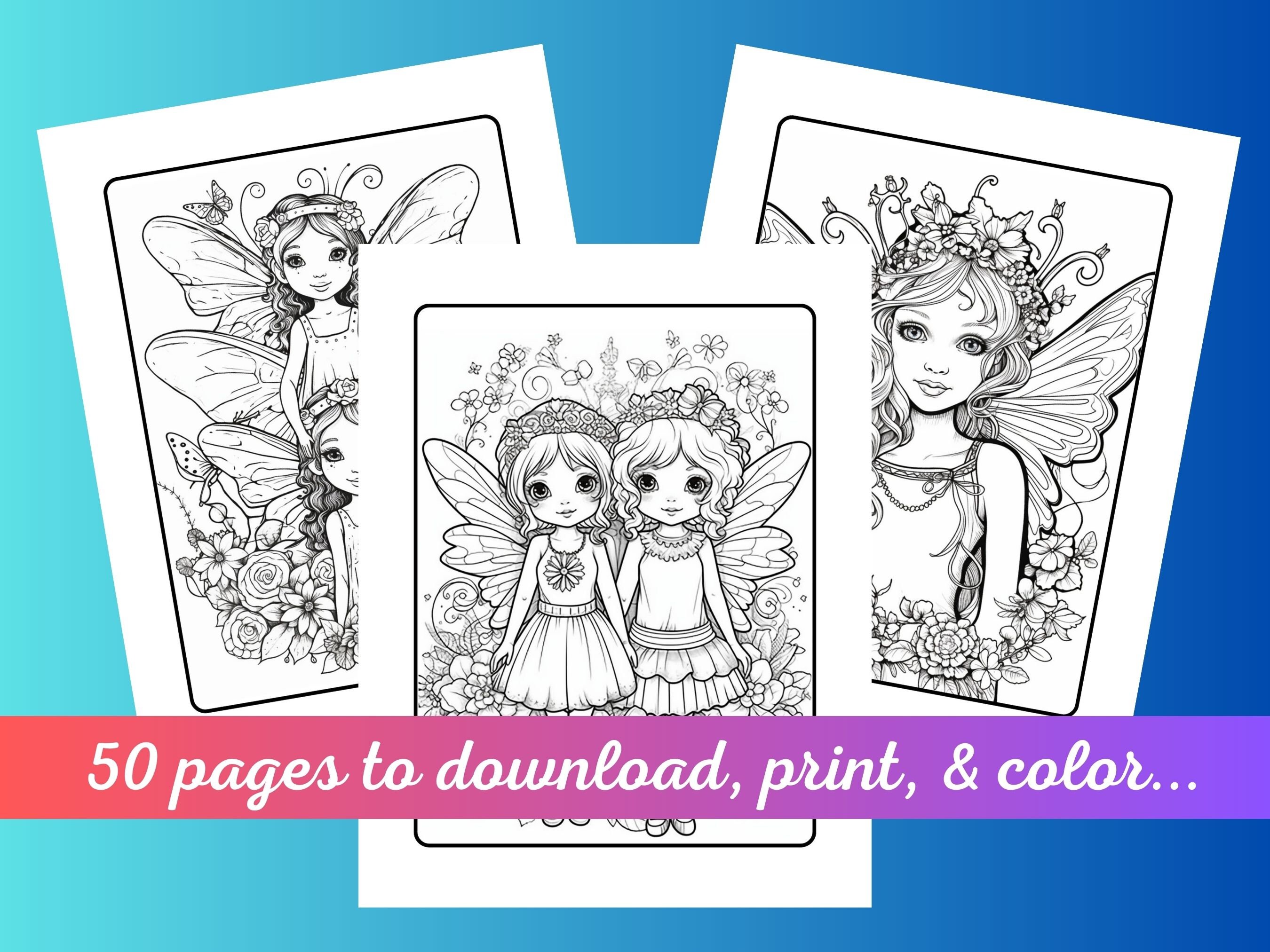 Whimsical Fairy and Dragonfly Coloring Instant Downloads 50 - Etsy