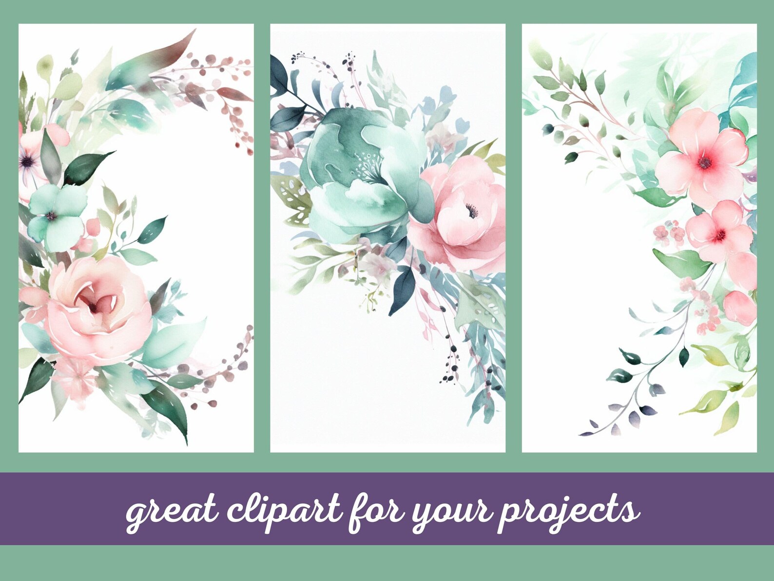 Pastel Flower Border Clipart: Pink & Purple Floral PNG (digital ...