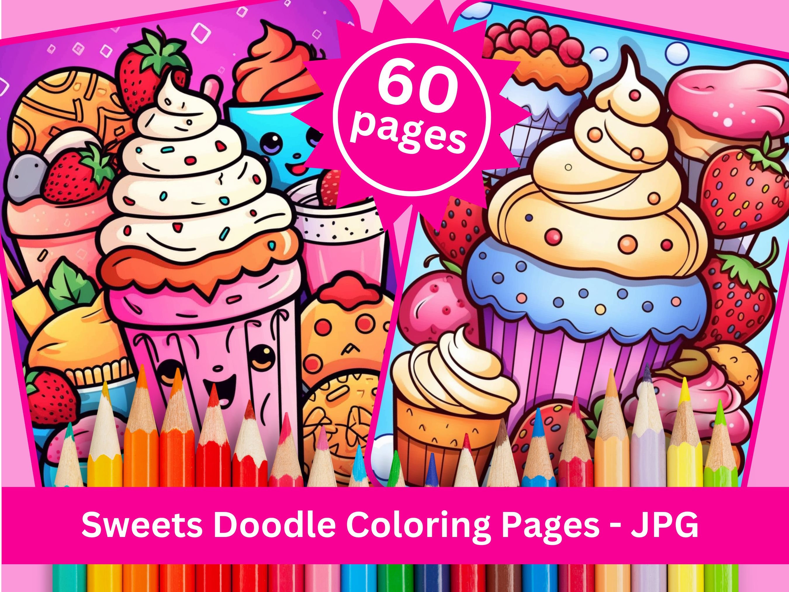 Candy & Sweets Doodle Coloring Pages Creative Treats Color Designs Cute ...