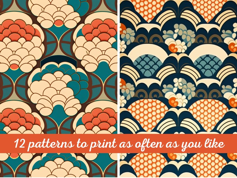 Japanese Style Patterns 12 X 12 Patterns 12 Instant - Etsy