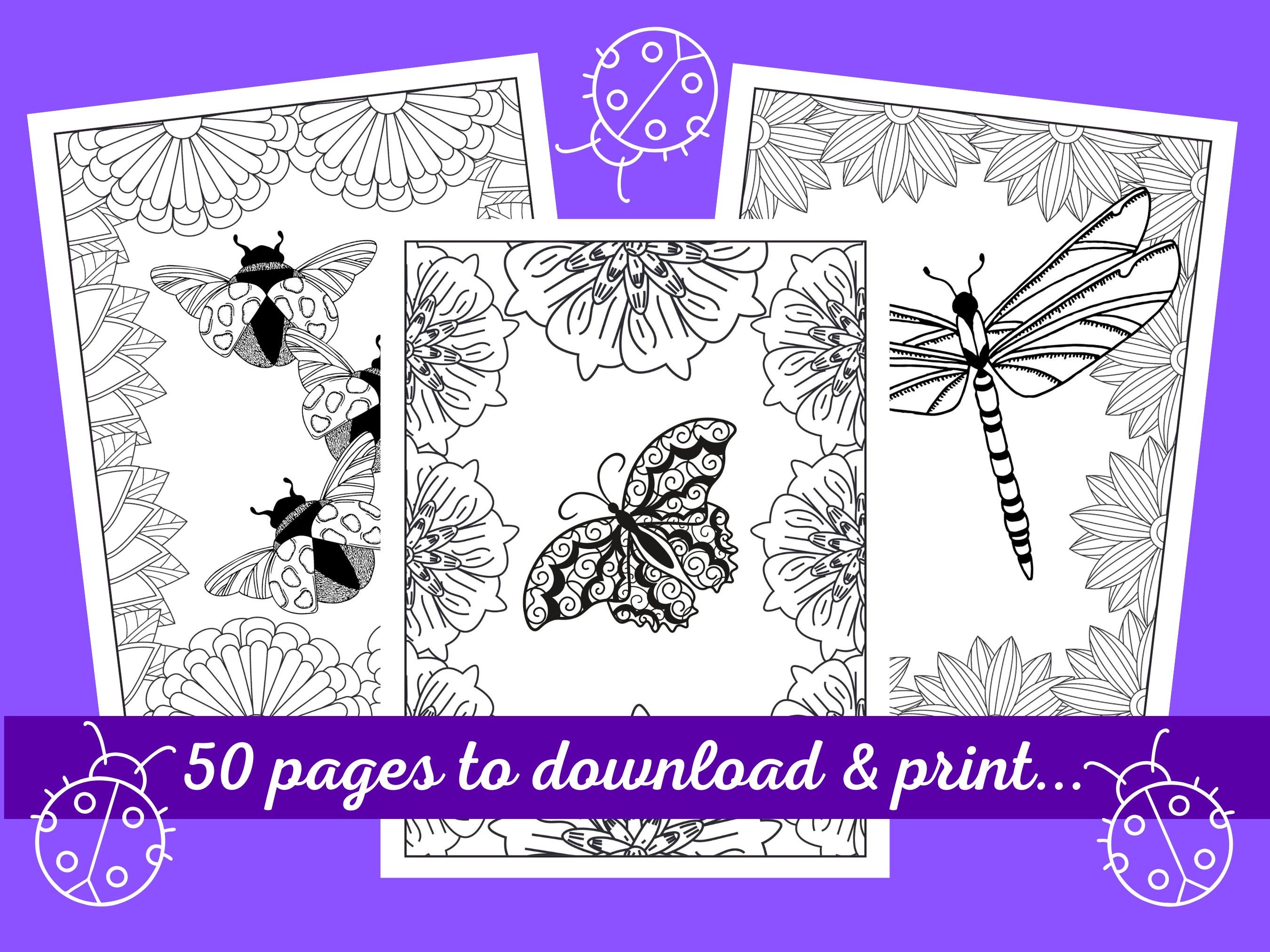 Butterflies, Blooms, Bees, and Bugs Coloring Pages: Adult and Teen ...