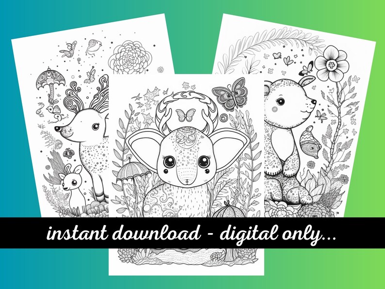 Whimsical Animals and Scenes Fantasy Coloring Book 50 - Etsy