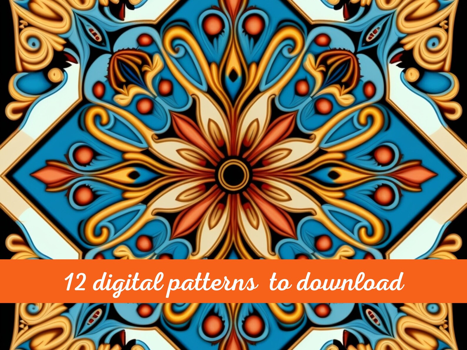 Colorful Orange and Turquoise Mandala Patterns 12 X - Etsy