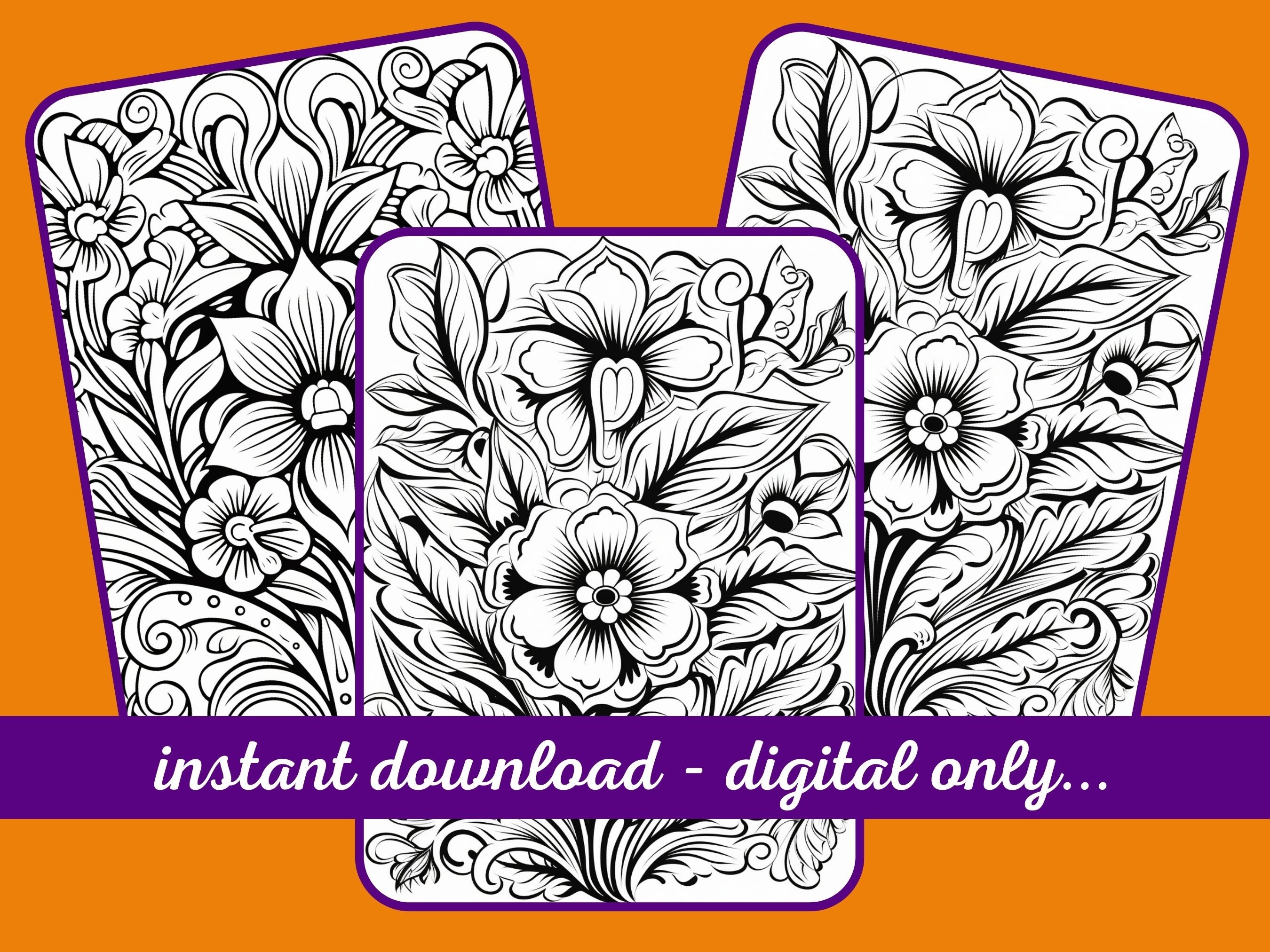 Mexican Floral Coloring Pages Adult Coloring Book 50 - Etsy