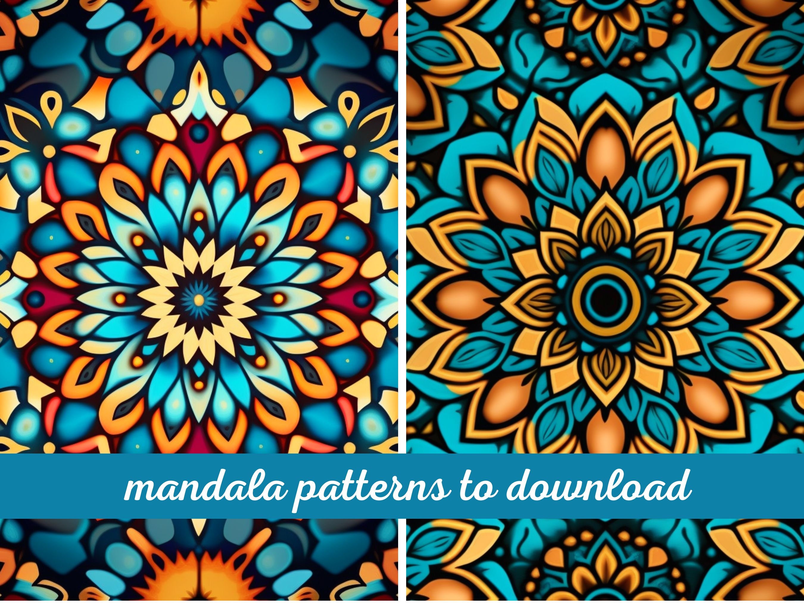 Multi-colored Flower Mandala Patterns | Printable 12" X 12" Files | JPG ...