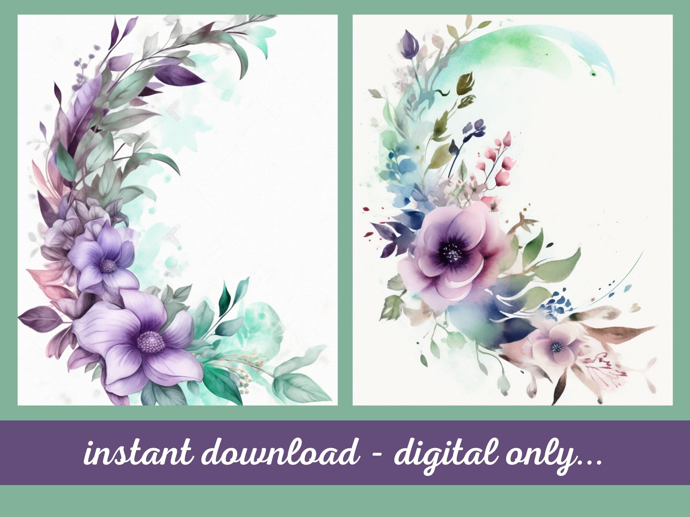 Pastel Flower Border Clipart: Pink & Purple Floral PNG (digital ...