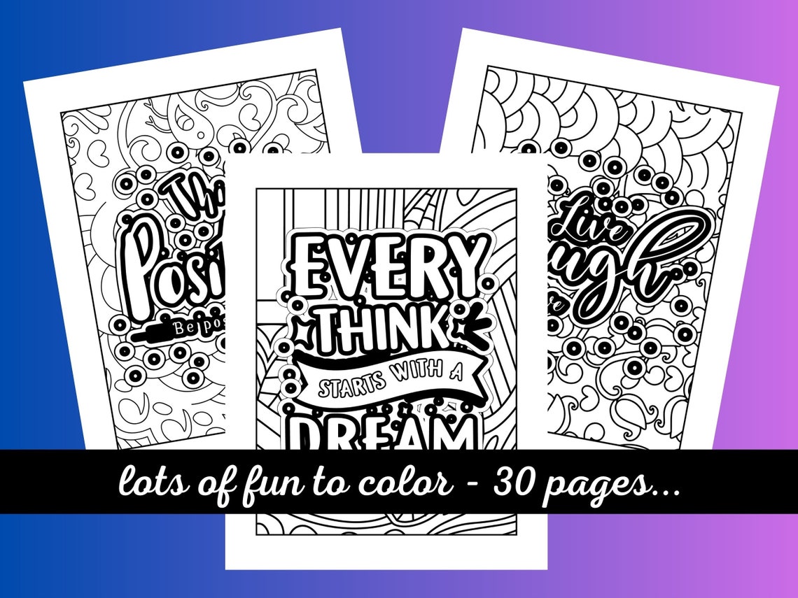 30 Pages of Sayings to Color Quotes Coloring Book 30 - Etsy