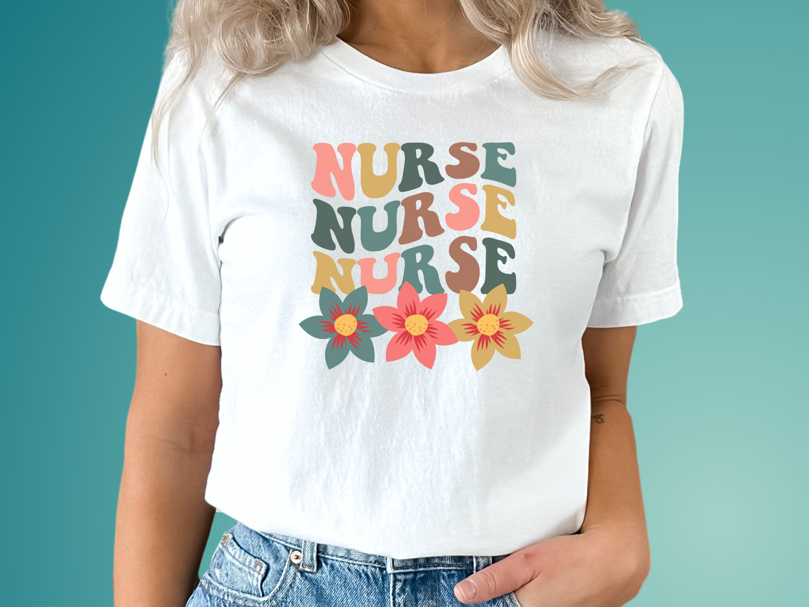 Retro Multi-color Nurse Tee Unisex Bellacanva Cotton 3001 T-shirt Multi ...