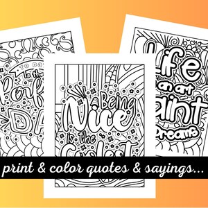 Quotes Coloring Book: 30 Printable Pages (PDF & JPG) - Etsy